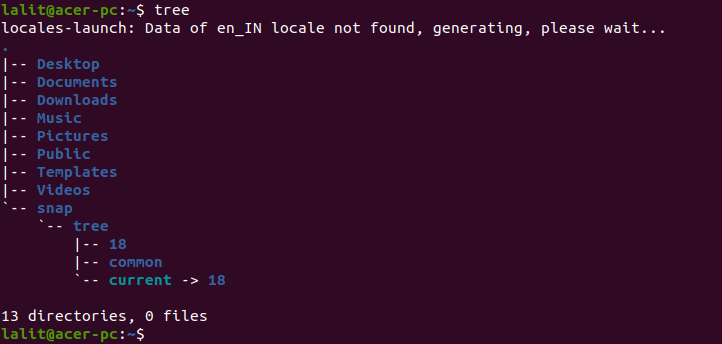 Using tree command in Linux