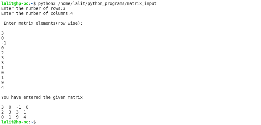 Python Program To Take Matrix Input From User Cyanogenmods